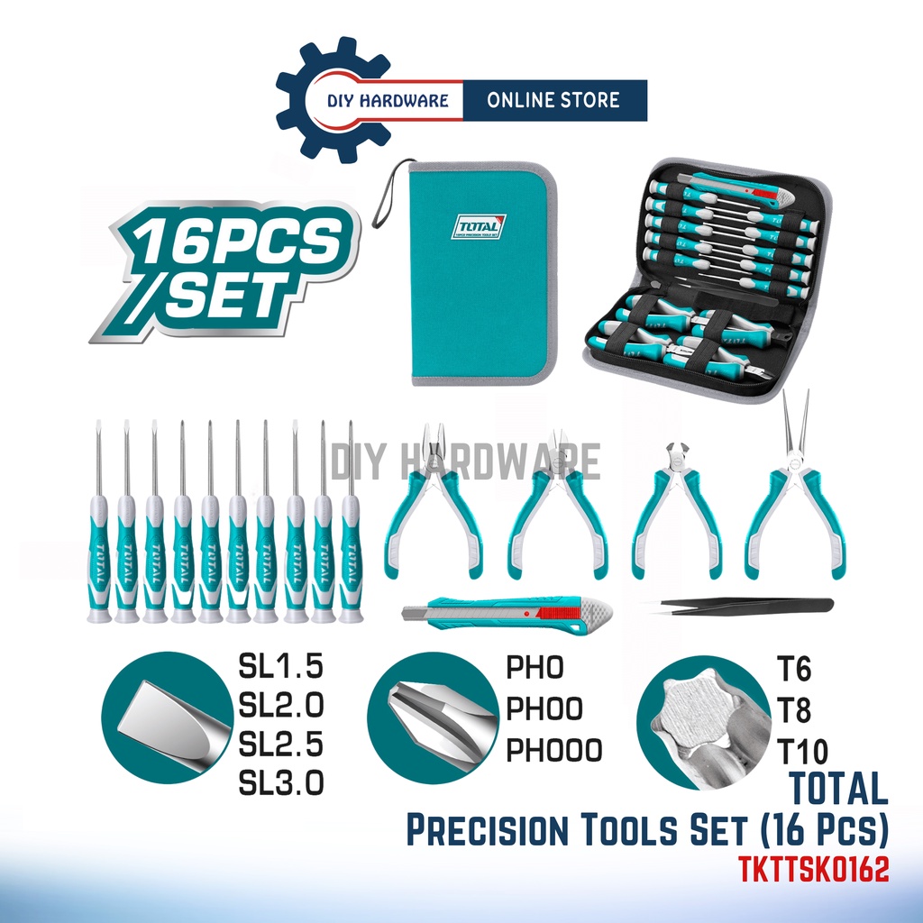 Total Precision Tools Set (16 Pcs) TKTTSK0162 | Shopee Malaysia