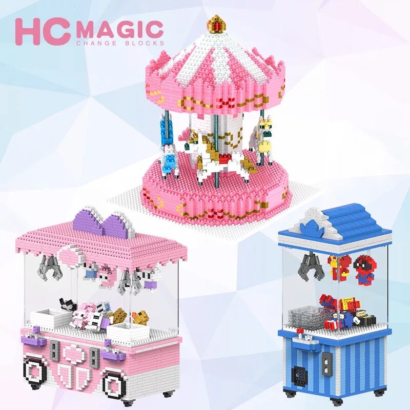 HC Magic Blocks Mini Nanoblock Kitty Cartoon Building Toy Hero Merry Go ...