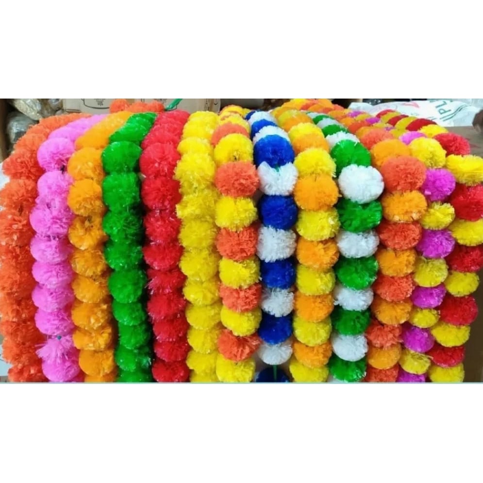 Artificial Marigold Garland (malai) (5 pieces) In 1 Packet for Wedding ...