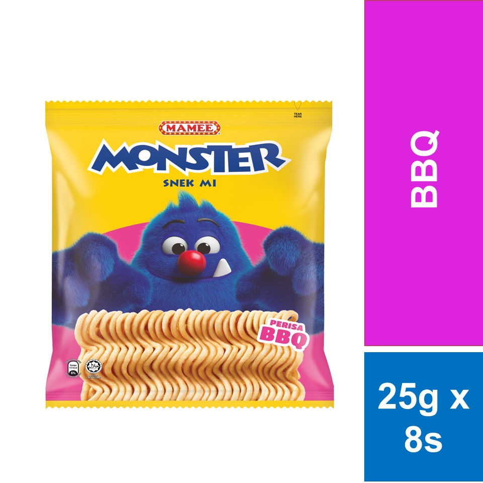 Mamee Monster Family Pack BBQ 25g x 8s | Shopee Malaysia
