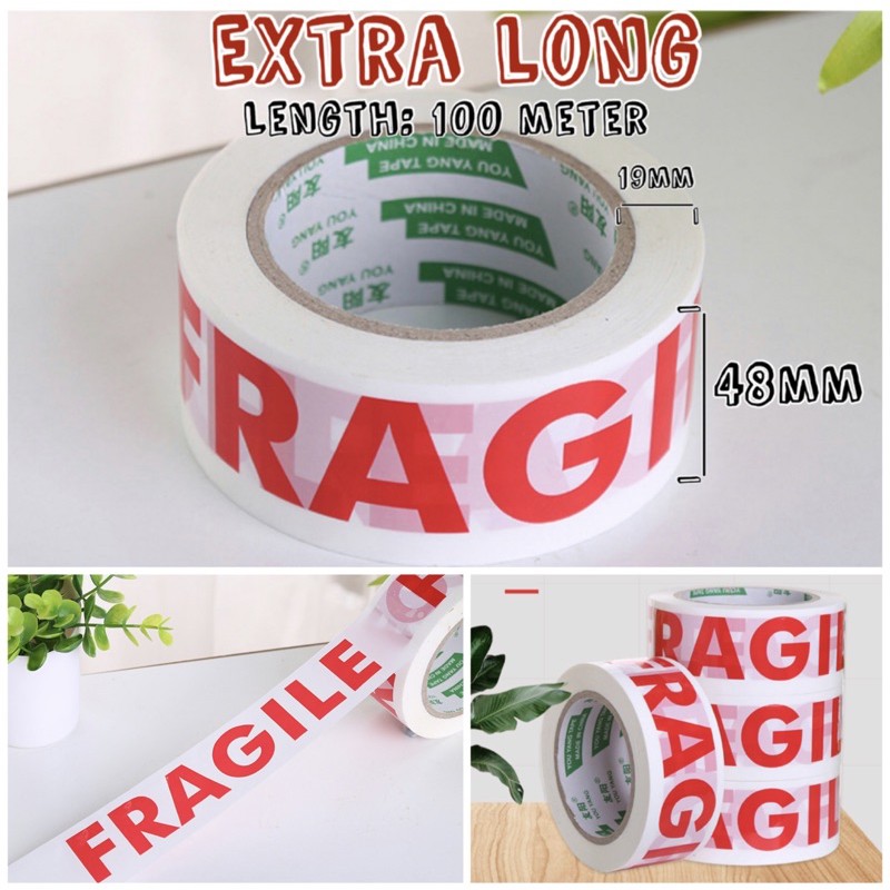 100 Meter Extra Value 48mm Fragile Packing Tape Fragile OPP Tape ...
