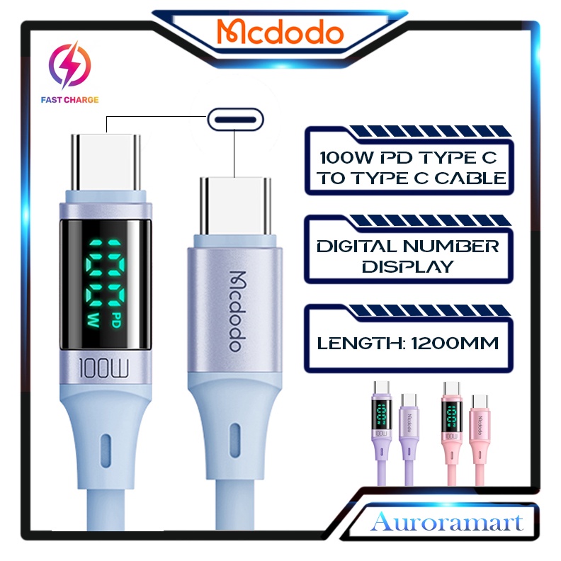Original Mcdodo Type C To Type C Data Cable 100W PD Fast Charging Usb ...