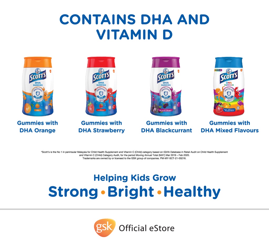 Scott's DHA Chewable Gummies - Blackcurrant + Strawberry (2 x 60's ...