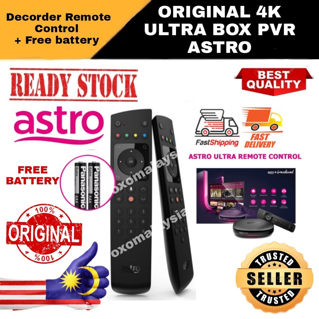 ORIGINAL 4K ULTRA BOX PVR ASTRO DECORDER REMOTE CONTROL FREE BATTERY ...