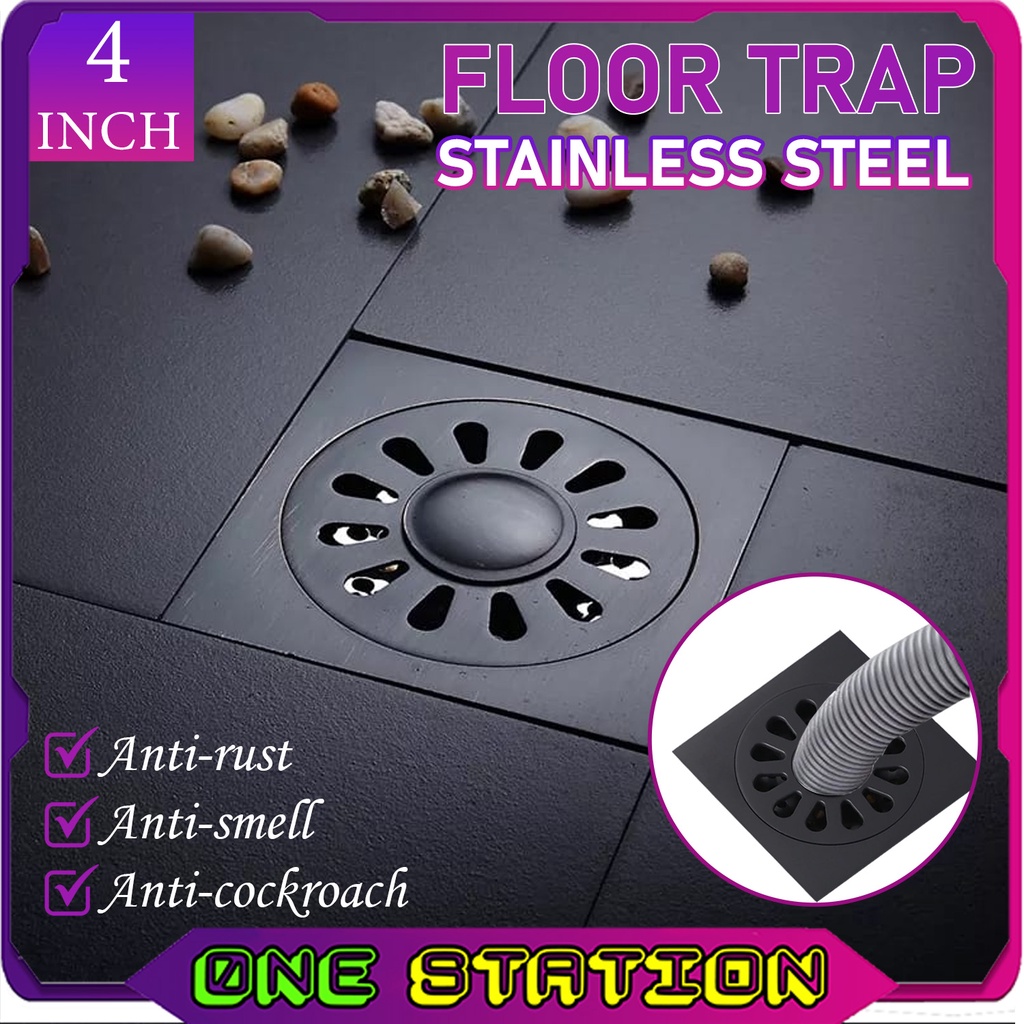 10cm Stainless Steel Black Floor Drain Bathroom Shower Floor Drain ...