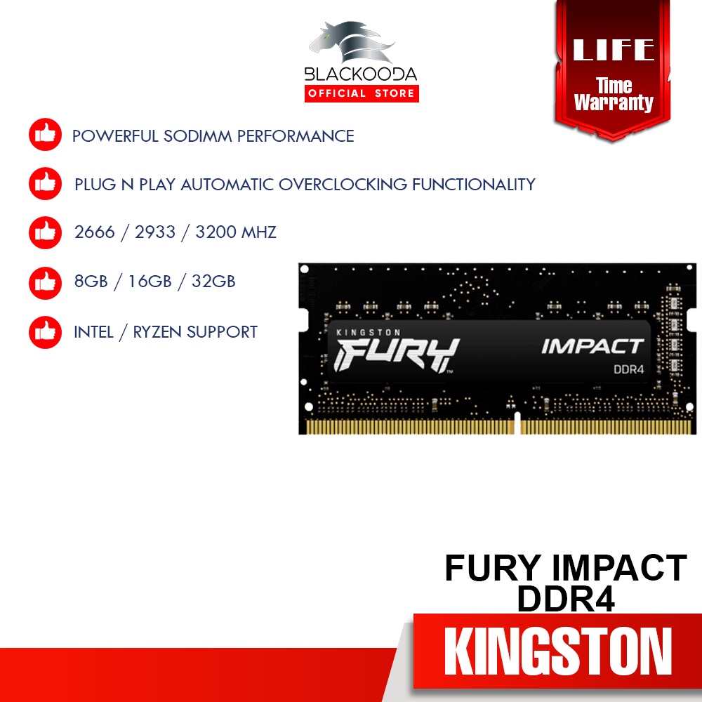 Kingston Fury IMPACT DDR4 2666/2933/3200Mhz Notebook Memory SODIMM RAM (8GB/16GB/32GB) | Shopee ...