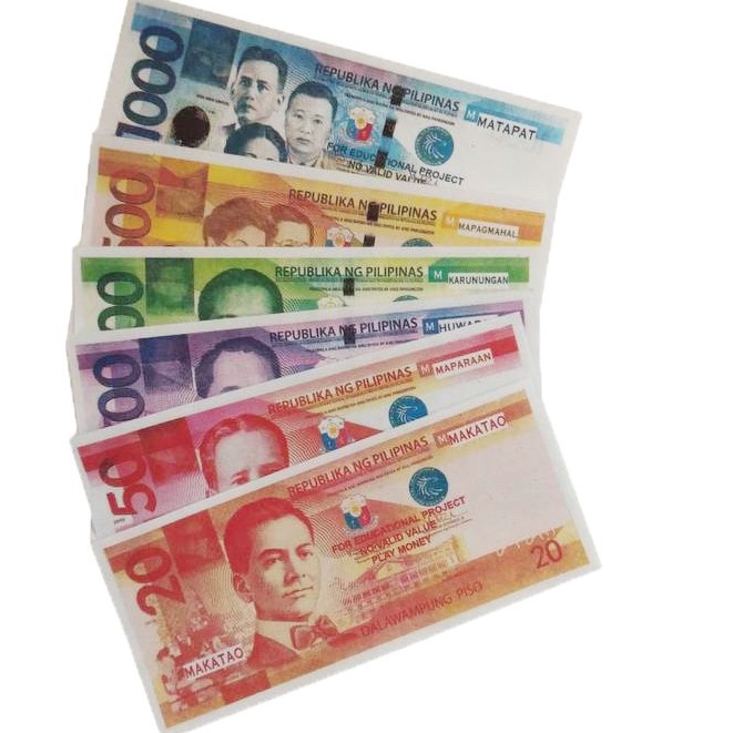 28 piece Philippine Peso Play Money 1pack FAKE BILLS TOY Wang Mainan ...