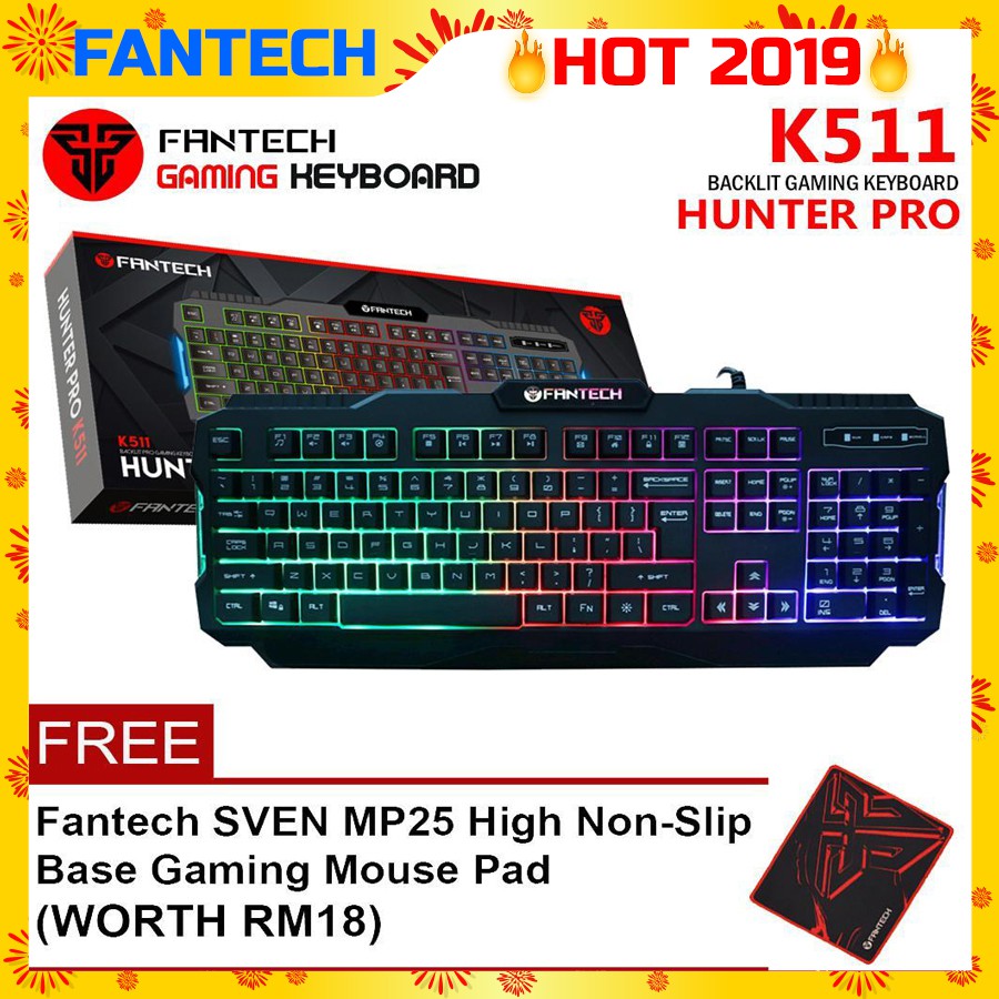 FANTECH HUNTER-PRO K511 Rainbow Backlit Pro Gaming Keyboard with ...