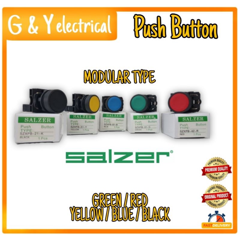 SALZER SZXPB X-Series 22mm Push Button Modular Type - GREEN/RED/BLACK/YELLOW/BLUE | Shopee Malaysia