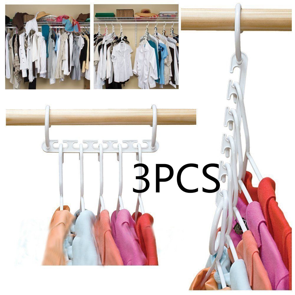 3PCS Magical Space Saver Saving Wonder Hanger Clothes Closet Organizer ...