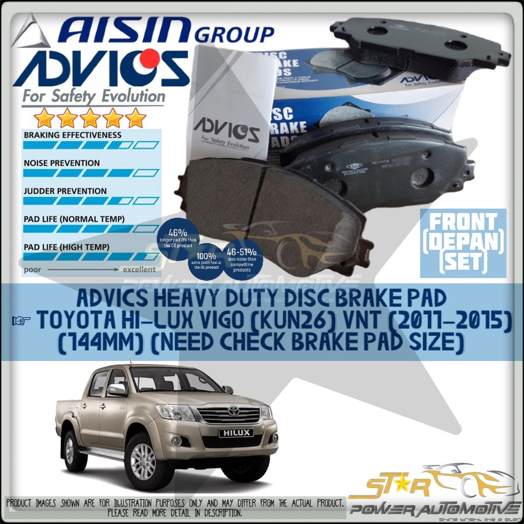 AISIN ADVICS Heavy Duty Toyota HI-LUX Hilux Vigo KUN26 VNT (2011-2015 ...