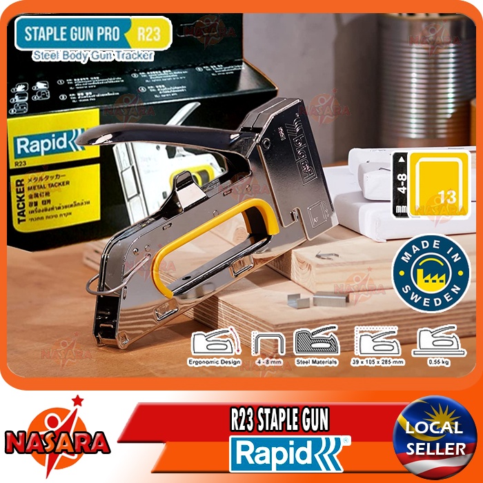 Nasara Rapid / Libao Heavy Duty Tacker Stapler Gun Stapling Bullet Nail ...