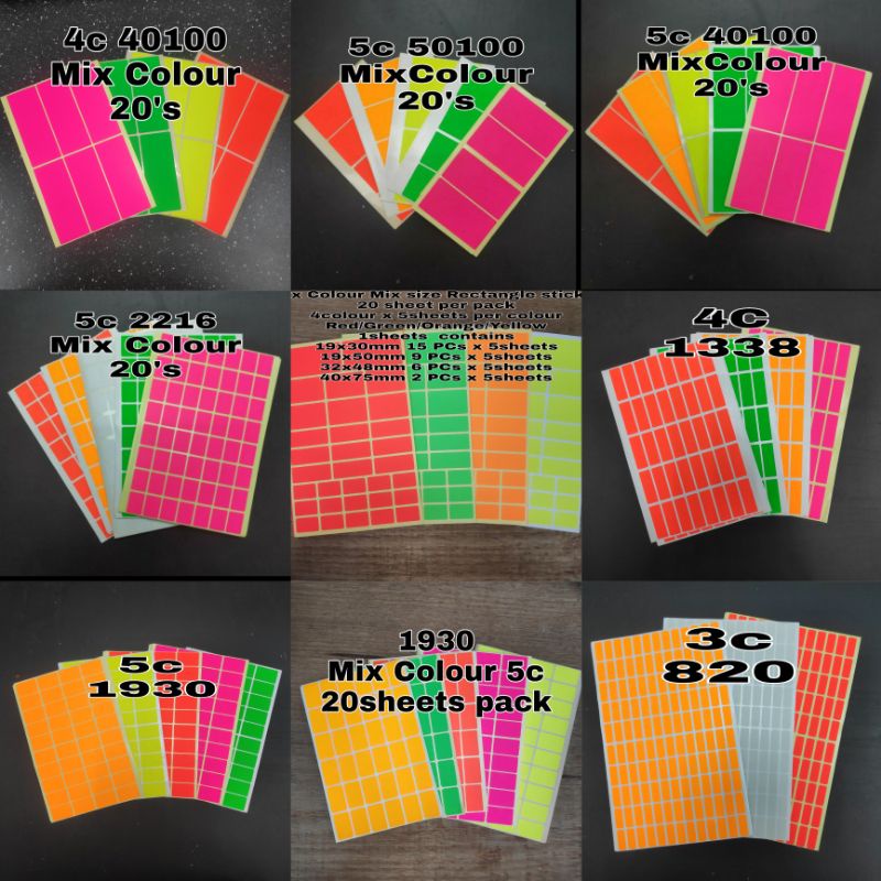 Colour Coding Adhesive Round Dot Square Rectangle color sticker kertas ...