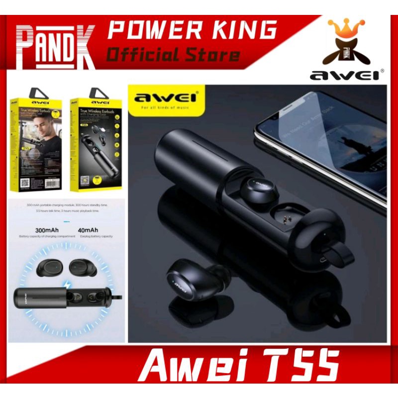 Awei TWS Earbuds T55 True Wireless Earbuds With Charging Case Bluetooth ...