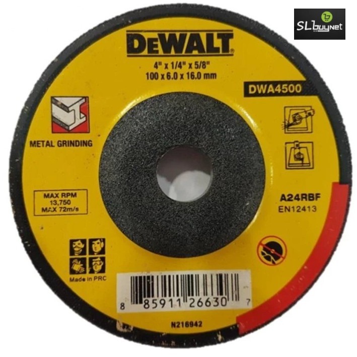 DWA4500 4" DEWALT GRINDING DISC HEAVY DUTY / TAHAN LASAK - 4" X 1/4" X ...
