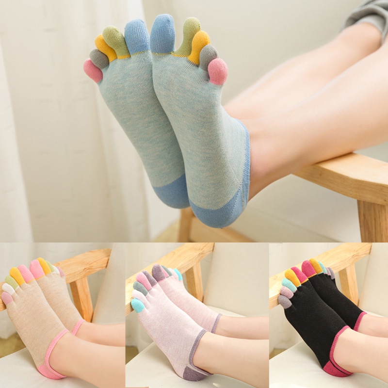 Women's Toe Socks Cotton Ankle Five Finger Low Cut Colorful Socks for ...