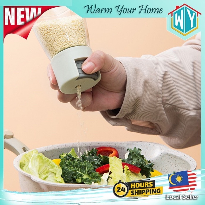 Salt Dispenser (180ML) Salt Press Bottle 1 Press 0.5g Spice Sugar Pepper Seasoning Bottle ...