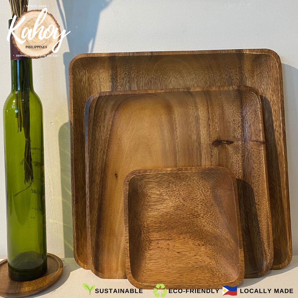 Kahoy Wooden Square Plates, Wooden Tray, Wooden Charger Plate, Wooden ...