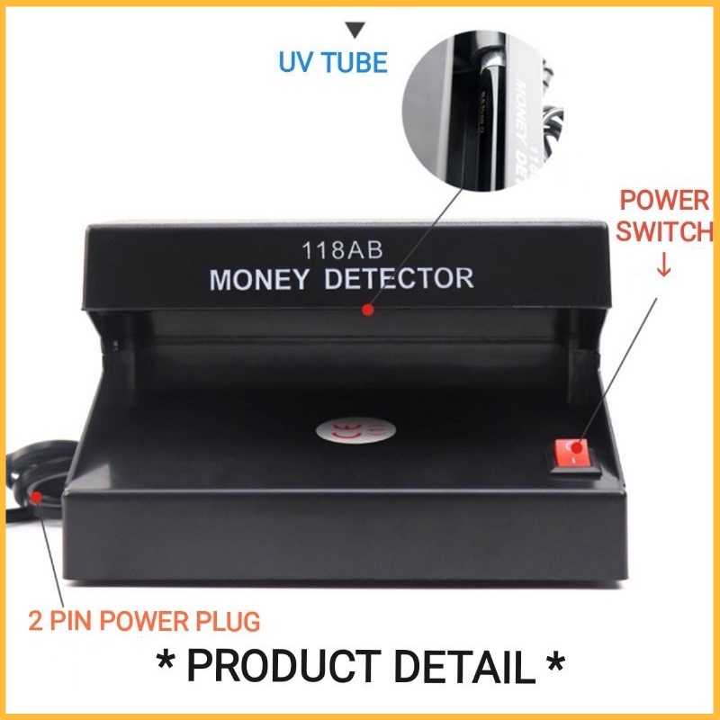 Alat Cek Duit Kertas Palsu atau Asli UV Money Note Detector Check ...