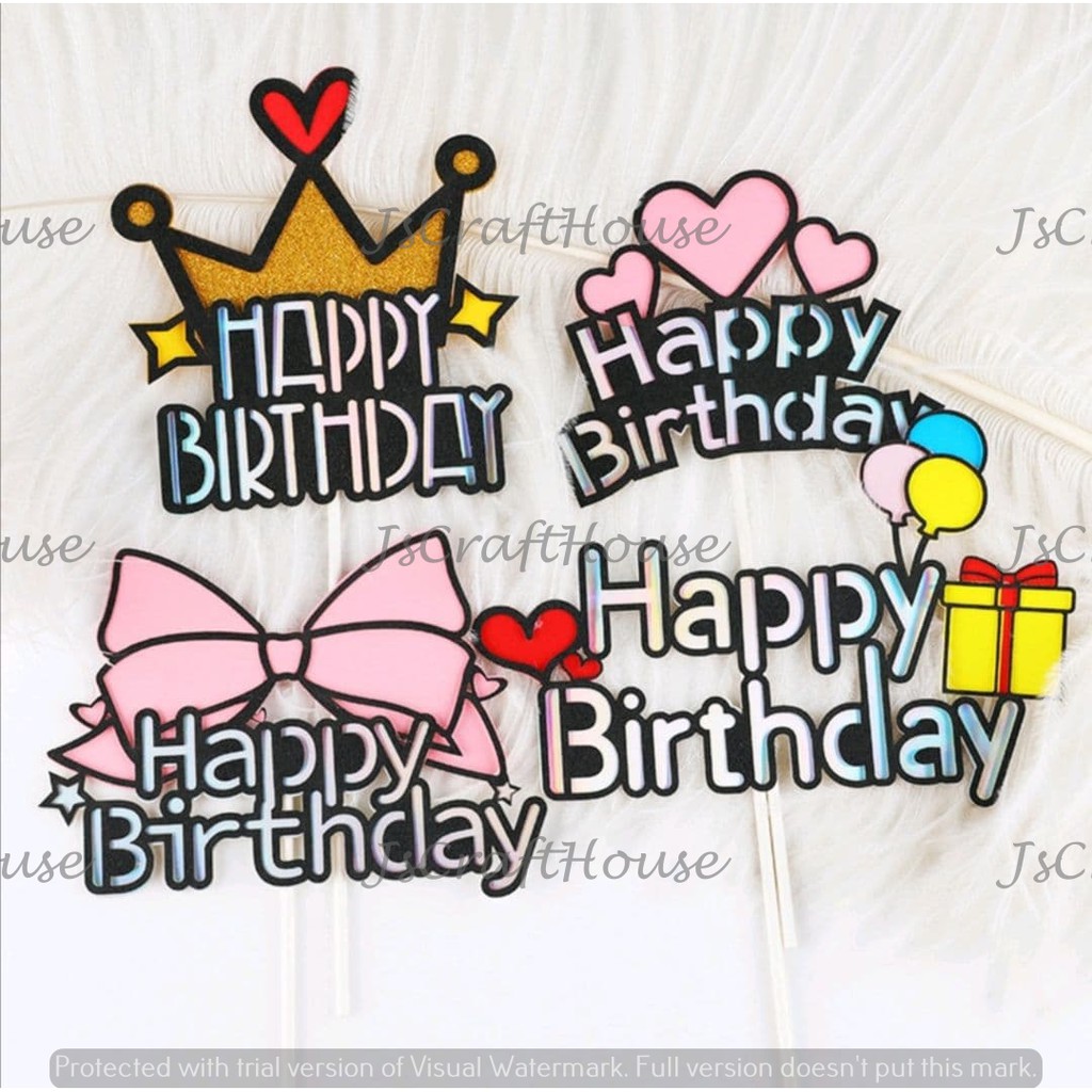 1pc Cute Happy Birthday Paper Cake Topper | Shopee Malaysia