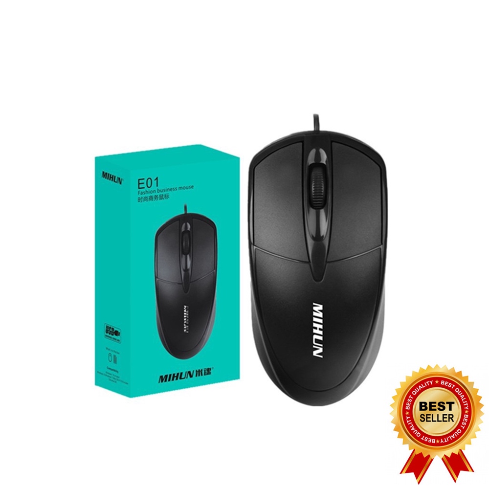 Mihun Wired Mouse E01 Mice Black Wire Usb Cable Wayar Gaming Computer ...