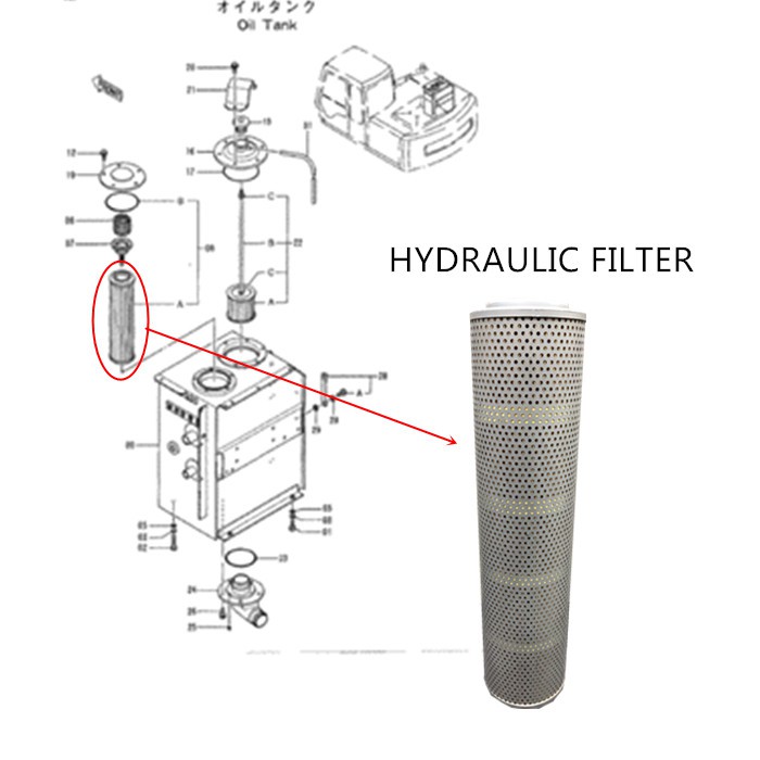 EX100-1/EX120-1/UH081/UH083 Hydraulic Excavator Hydraulic Oil Filter ...