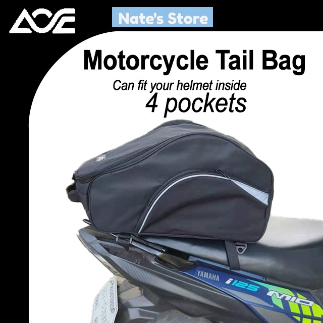 Tail Bag For Motorcycle With Free Waterproof Cover & Strap ( Helmet Bag ...