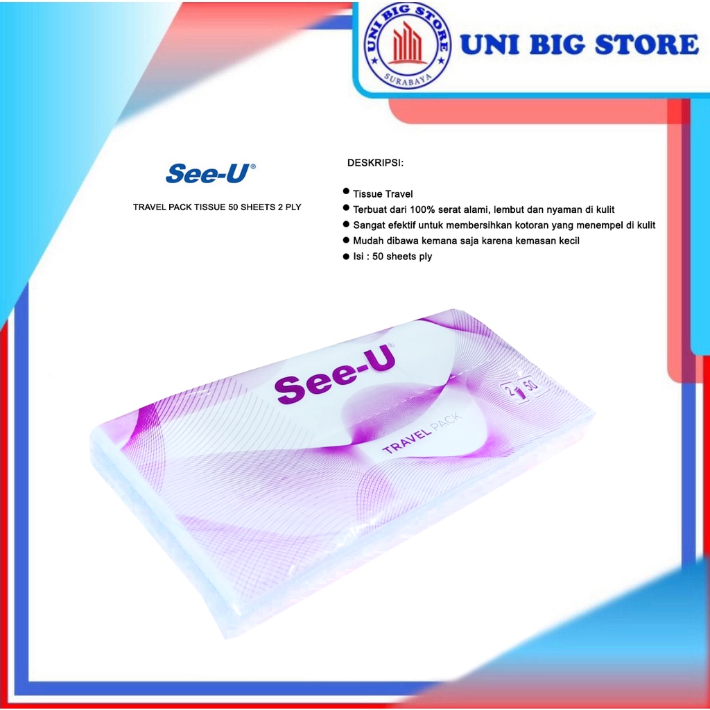See U SeeU Tissue Travel Pack 50 Sheets 2 Ply Facial Tissue | Shopee ...