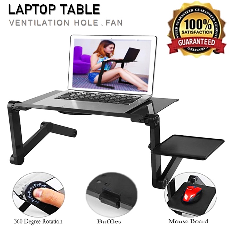360°Adjustable Foldable Laptop Notebook Computer Meja Table Stand Desk ...