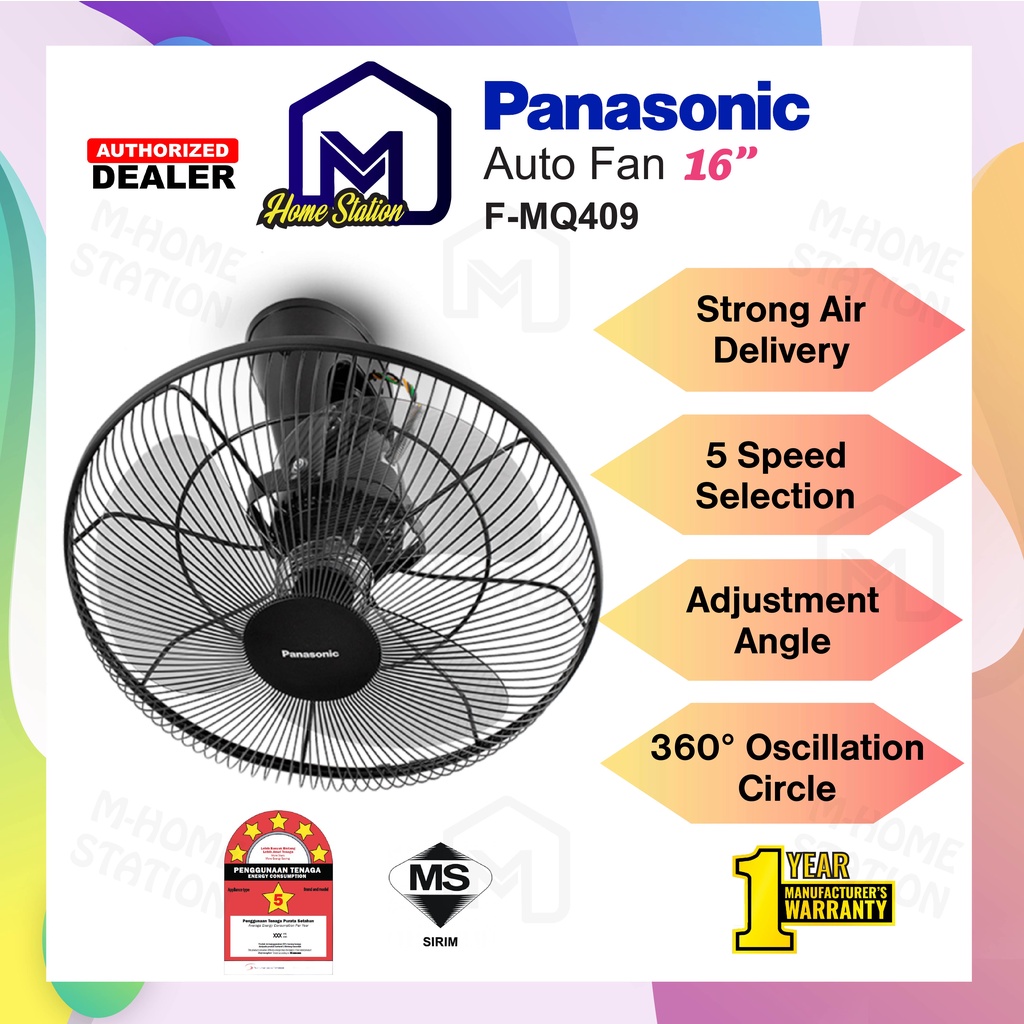 Panasonic 16” Auto Oscillating Fan with Regulator F-MQ409 FMQ409 ...