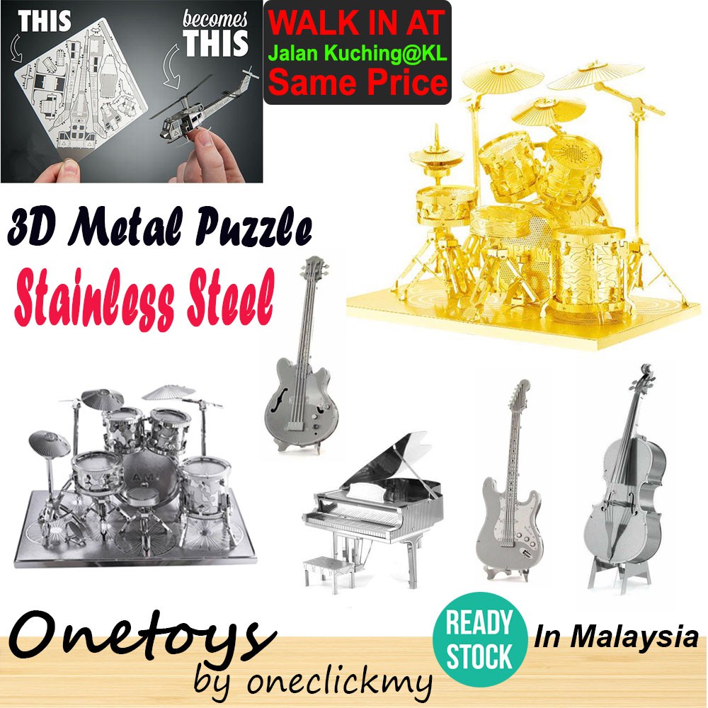 READY STOCK DIY 3D Metal Puzzle High-quality built stainless steel ...