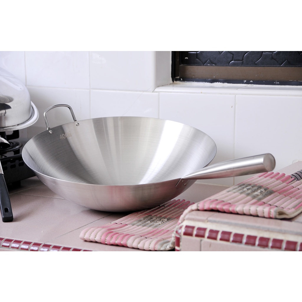 Stainless Steel Wok Long Handle Thickened Deep Wok KUALI KELULI TAHAN ...