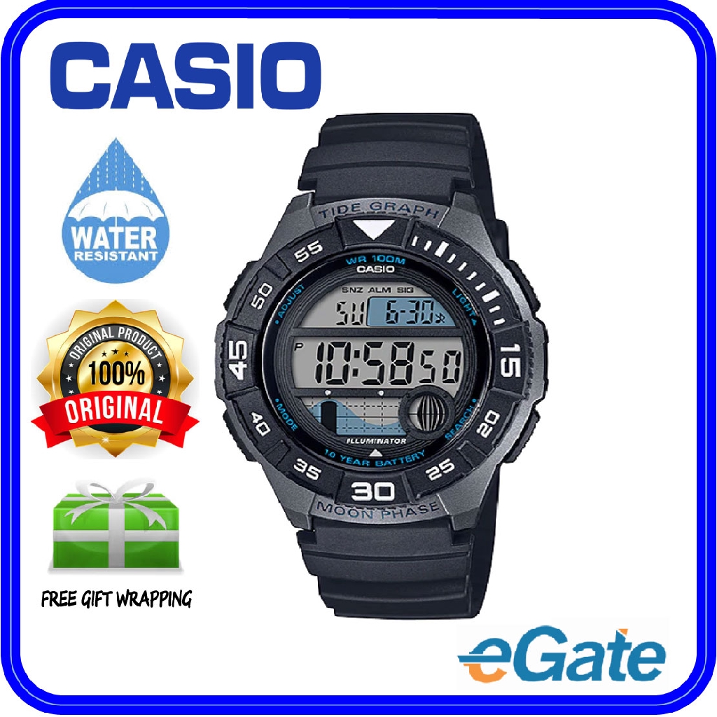 Casio WS-1100H-1AV Men Digital YOUTH Sporty Design Tide Graph Black ...