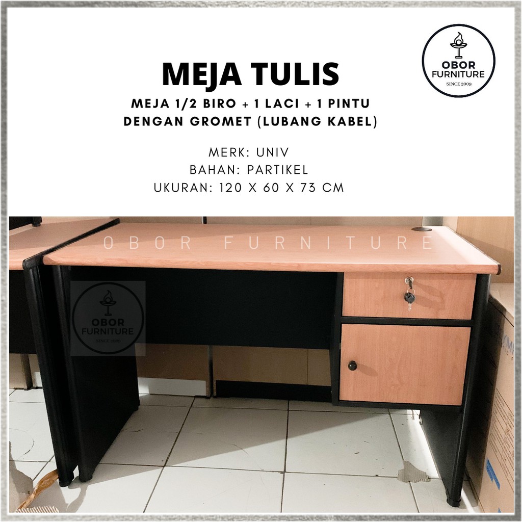 Office Table 1/2 biro 1 Door + 1 Drawer With gromet (Wire Hole ...