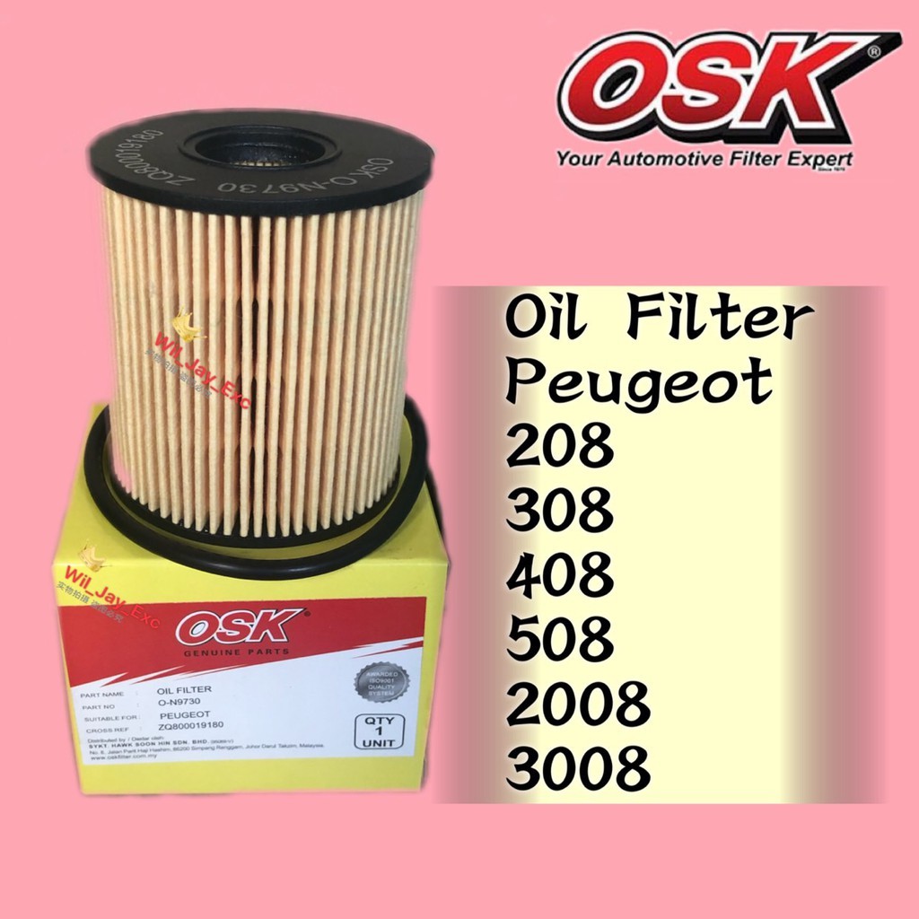 OSK O-N9730 OIL FILTER PEUGEOT 208,308,408,508,2008,3008,5008 | Shopee ...
