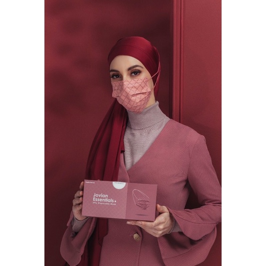 Jovian 3-Ply Monogram Mask in Rosette Maroon | Shopee Malaysia
