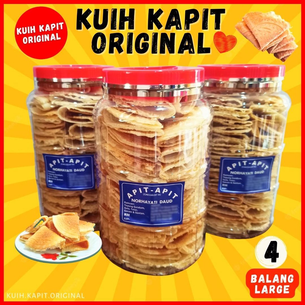 💥[𝟰 𝗕𝗔𝗟𝗔𝗡𝗚 𝗟𝗔𝗥𝗚𝗘] Kuih Kapit Original - Biskut Sepit Crunchy Love ...