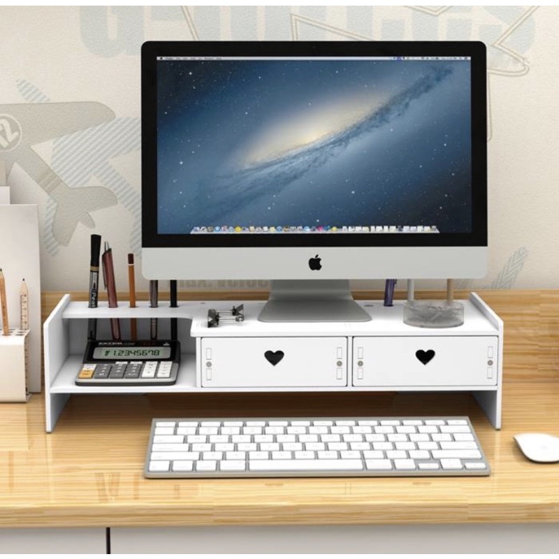 Multi-Function Deskop Monitor Computer Plastic Rack Stand With Drawer ...