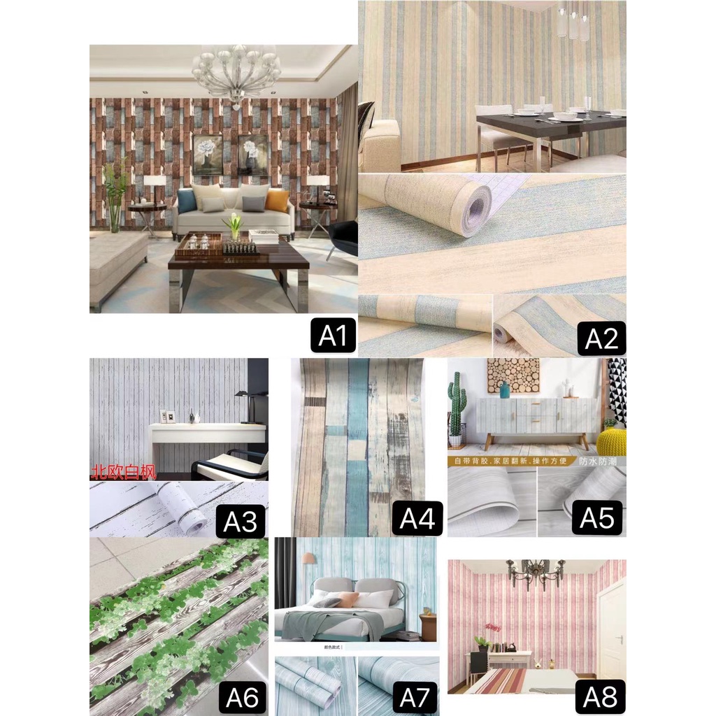 45CM x 10M Corak KAYU 2D WALLPAPER Self Adhesive PVC Sticker WATER ...