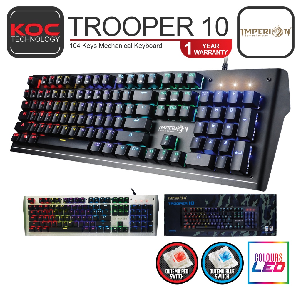 IMPERION TROOPER 10 COMPACT 104 KEYS RGB USB GAMING MECHANICAL KEYBOARD ...