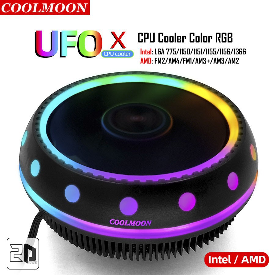Coolmoon UFO X Led RGB Cooler Fan, CPU Fan - Automatically Changes ...