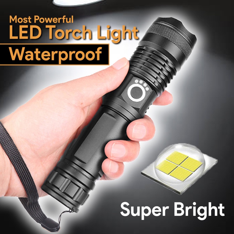 XHP50 50000 Lumens Led Torch Light Rechargeable LED Flashlight USB Zoom ...