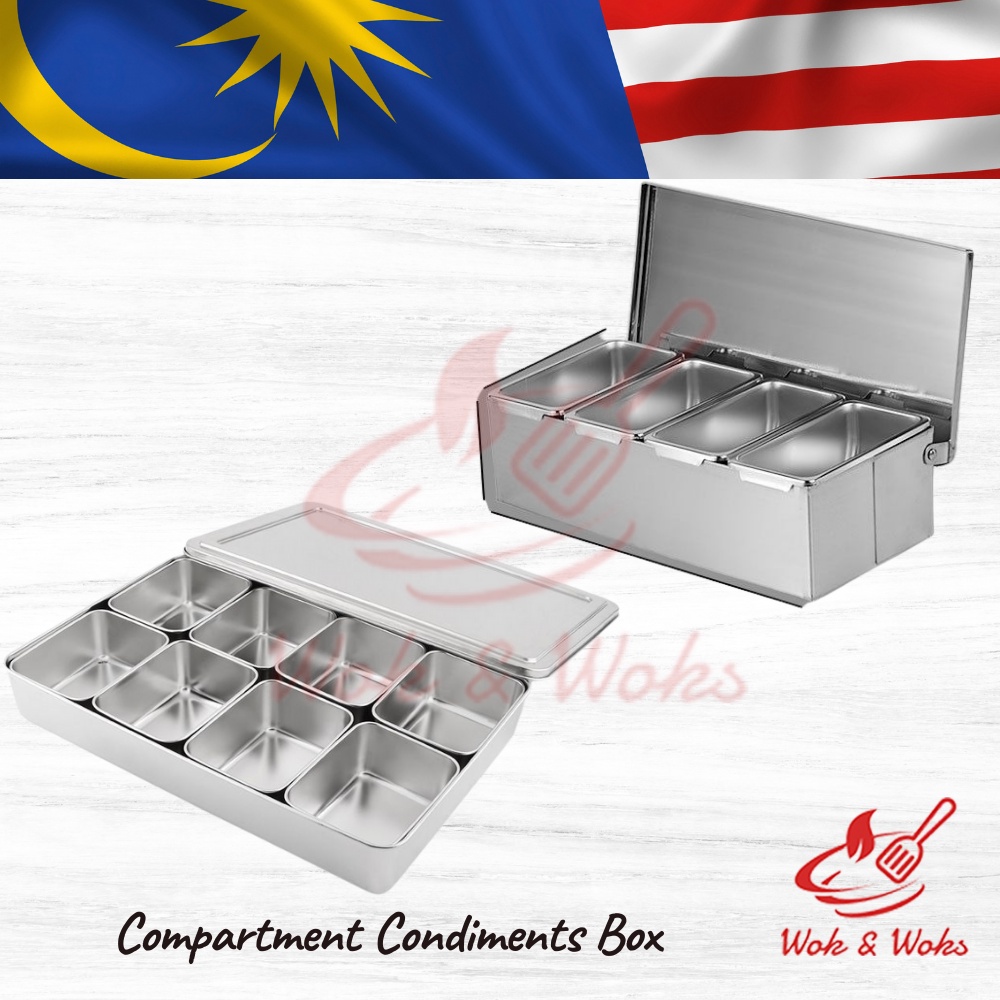 Stainless Steel Condiments Compartment Storage Box / Kotak Penyimpanan ...