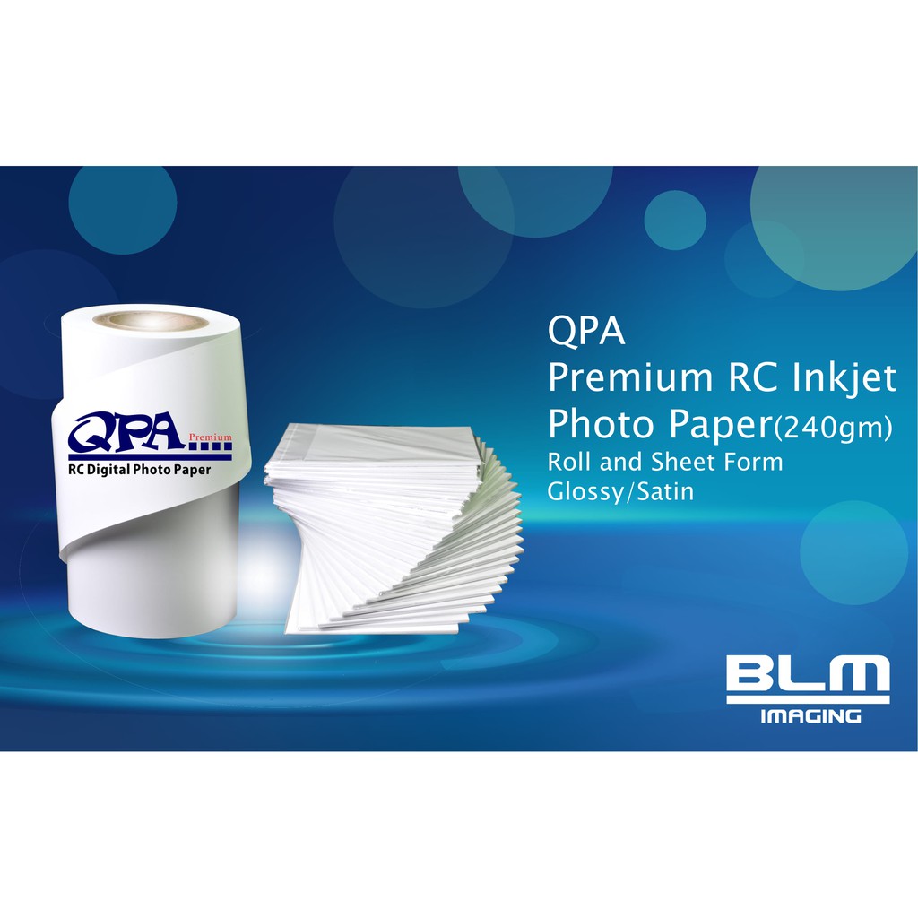 QPA Premium RC Inkjet Glossy Photo Paper 240gsm 5" 6" 8" x 65 meter ...