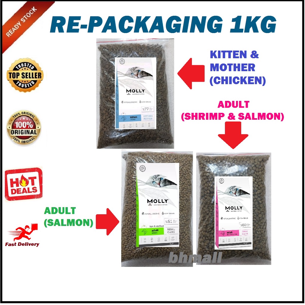 Ready Stock Molly Dry Food Cat(KITTEN & MOTHER/ADULT SALMON/ADULT ...