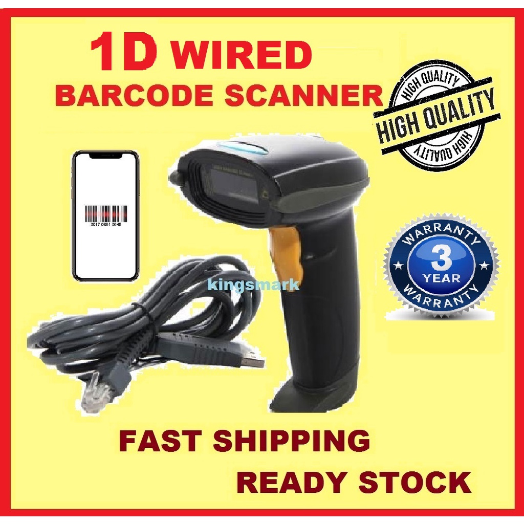 [ READY STOCK ] Wireless Wired Laser Hand hold Barcode Scanner POS ...