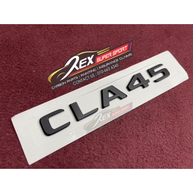 Mercedes CLA W117 180 200 250 45 AMG Emblem Logo Badge Set Matte Black ...