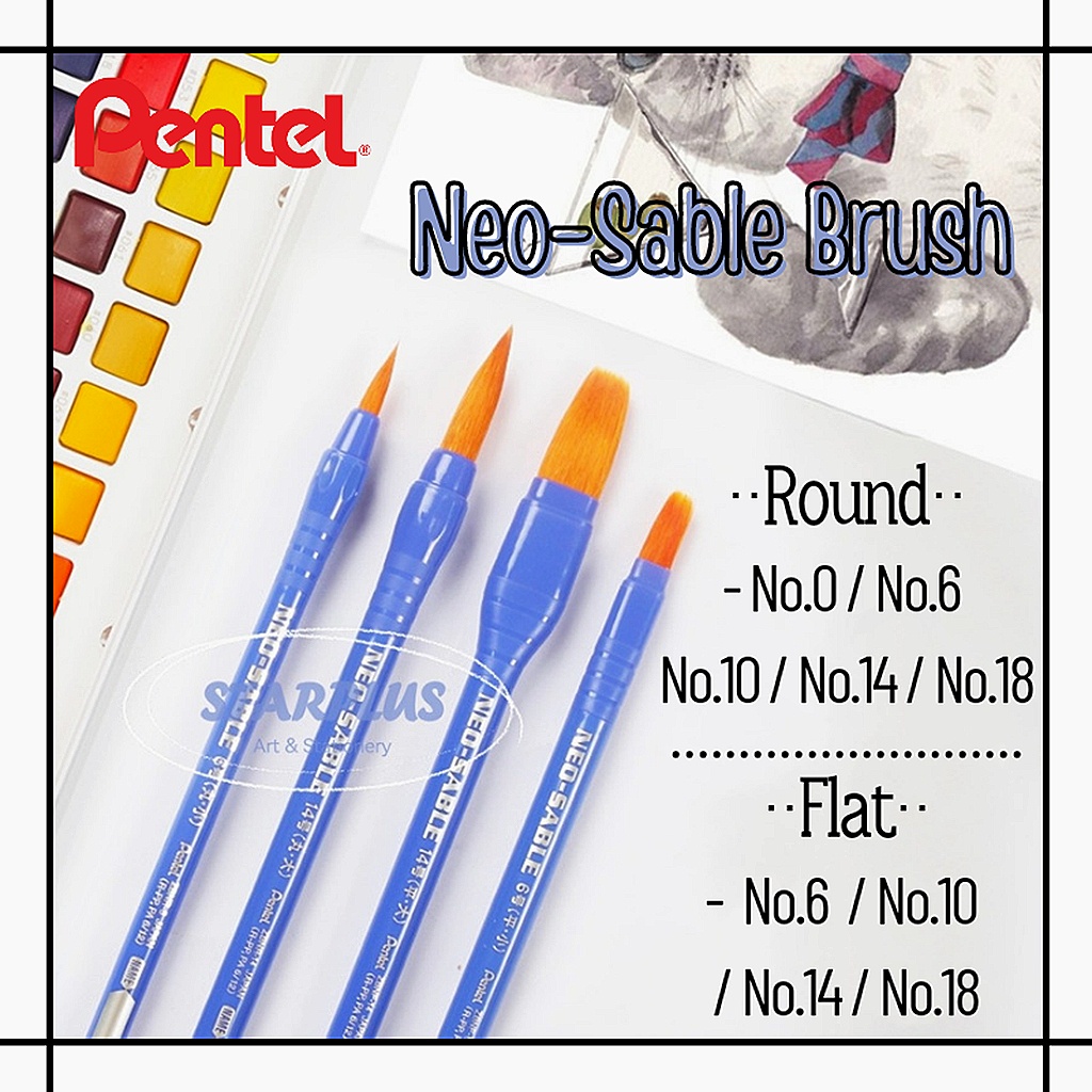 (Starplus) Pentel Neo-Sable Nylon Brush - Flat | Round *PER PCS ...