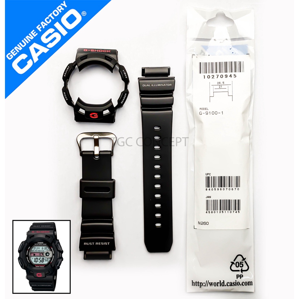ORIGINAL BAND & BEZEL REPLACEMENT PARTS FOR G-SHOCK WATCH G-9100-1V G ...