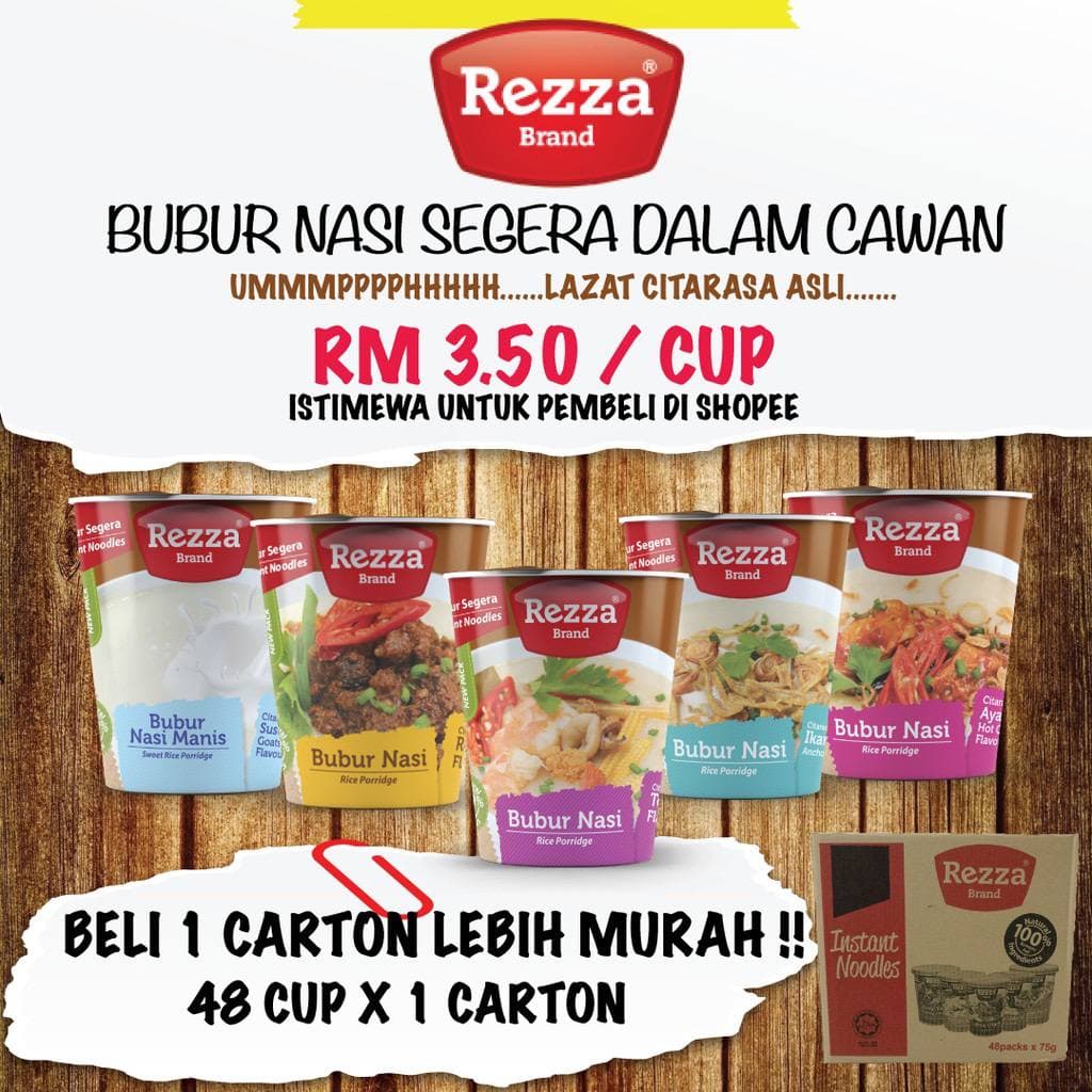 Instant Rice Porridge Cup (Rezza Brand) | Shopee Malaysia